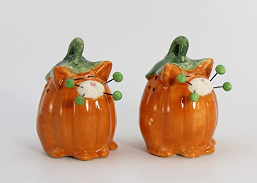 Fine Ceramic Whisker Cat Salt & Pepper Shakers Set by Amy Lacombe, 2-7/8" H