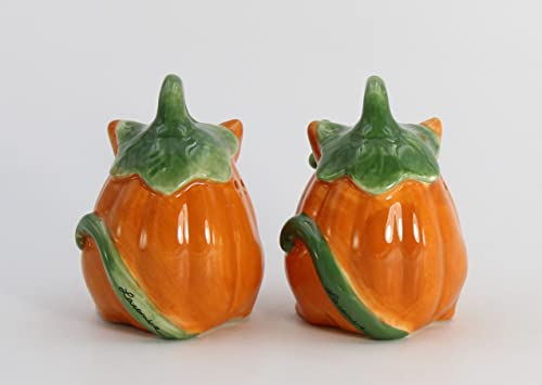Fine Ceramic Whisker Cat Salt & Pepper Shakers Set by Amy Lacombe, 2-7/8" H