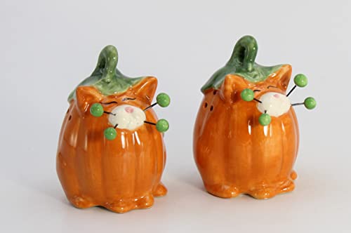 Fine Ceramic Whisker Cat Salt & Pepper Shakers Set by Amy Lacombe, 2-7/8" H