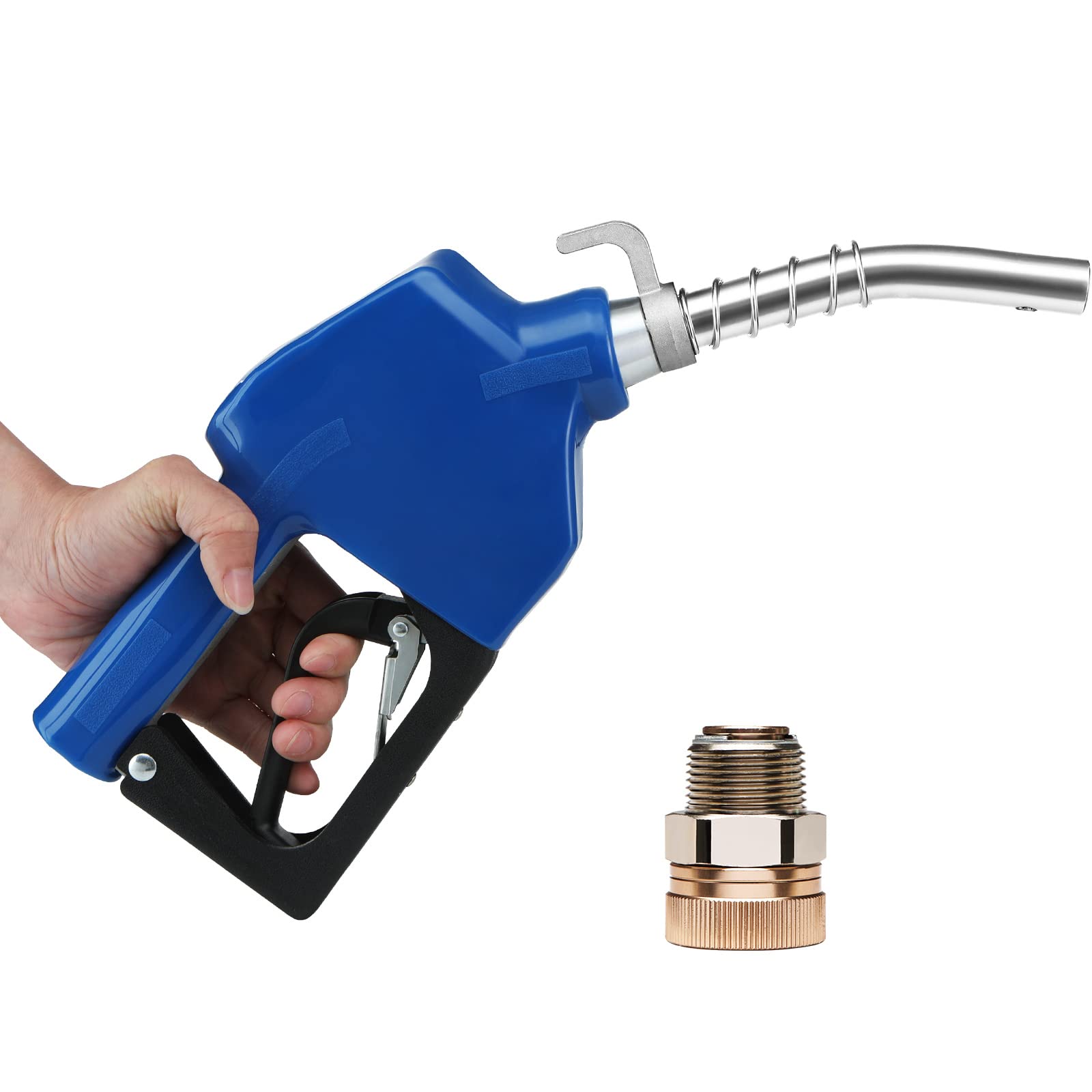 VEVOR Automatic Fuel Nozzle, 3/4' NPT Inlet Thread & 13/16' Spout, 11 GPM Max Flow Rate, Auto Shut Off, Aluminum & PVC Gas Pump Handle with 360° Swivel for Gasoline Diesel Kerosene Biodiesel, Blue,