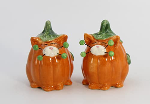 Fine Ceramic Whisker Cat Salt & Pepper Shakers Set by Amy Lacombe, 2-7/8" H