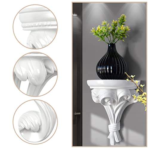 Cabilock Wall Floating Shelf Retro Baroque Resin Flower Pot Stand Planter Bracket Decorative Display Hollow Shelf Wall Art Decoration for Bedroom Bathroom Kitchen