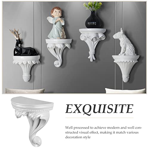 Cabilock Wall Floating Shelf Retro Baroque Resin Flower Pot Stand Planter Bracket Decorative Display Hollow Shelf Wall Art Decoration for Bedroom Bathroom Kitchen