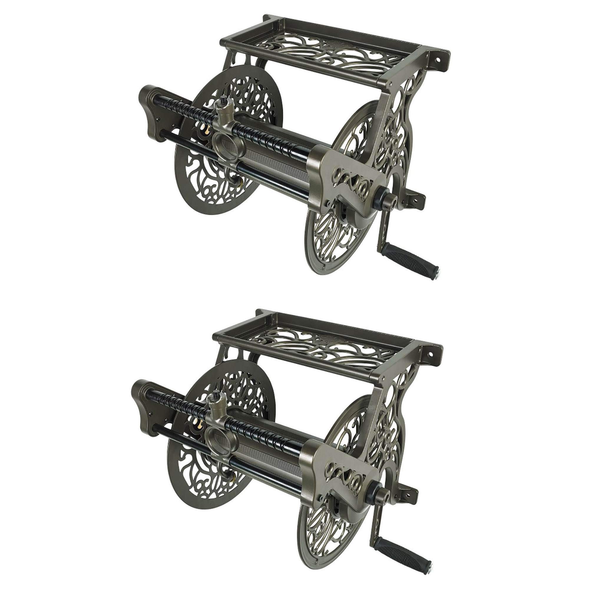 Liberty Garden LBG707 125' Wall Mounted Heavy Gauge Aluminum Hose Reel (2 Pack)