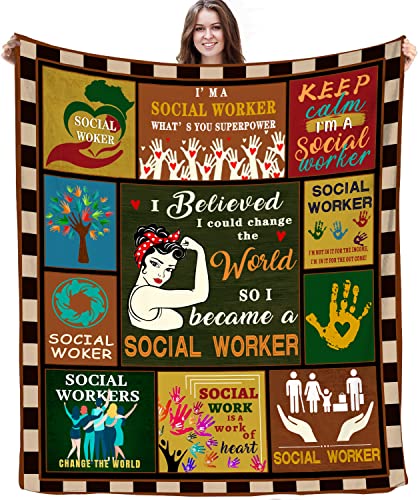 Social Worker Gifts for Women, Social Worker Throw Blanket Social Workers Practitioner Appreciation Graduation Gifts Social Worker Gift for Office Decor