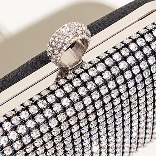 Bandkos Clutch Purse for Women Rhinestone Evening Bag Sparky Bling Crystal Purses Chain Shoulder Bag for Wedding Party Prom