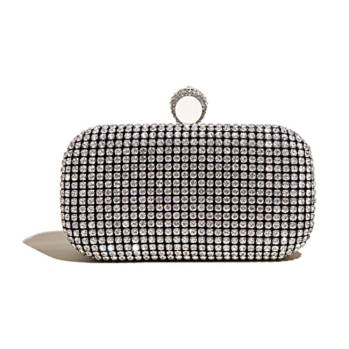 Bandkos Clutch Purse for Women Rhinestone Evening Bag Sparky Bling Crystal Purses Chain Shoulder Bag for Wedding Party Prom