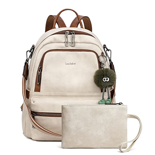 Love Deliver Leather Purse Backpack for Women Fashion Designer Ladies Shoulder Bags Travel Backpack With Wristlets