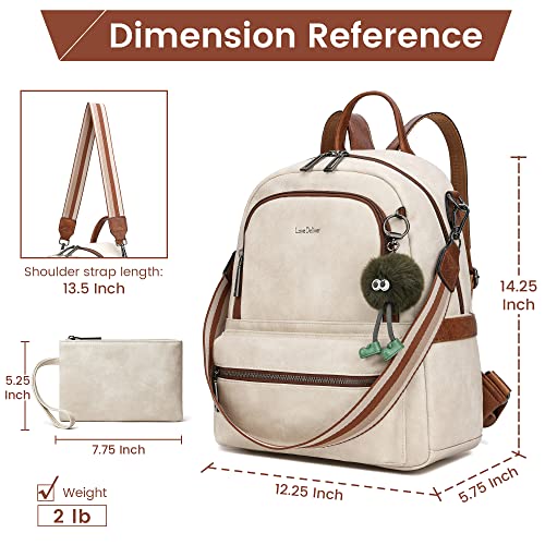 Love Deliver Leather Purse Backpack for Women Fashion Designer Ladies Shoulder Bags Travel Backpack With Wristlets