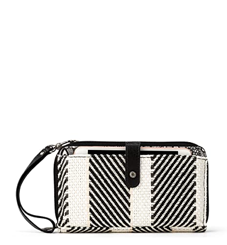Sakroots Large Smartphone Crossbody Bag in Woven Fabric from Recycled Materials, Convertible Purse with Detachable Wristlet Strap, B&W Soulful Desert
