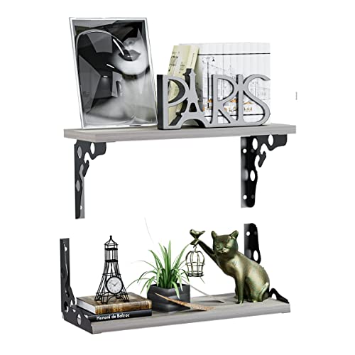 MDLUFFY Floating Shelves Set of 2 Home Decor Wall Mounted Rustic Retro Storage Shelf Rack for Office Bedroom Living Room