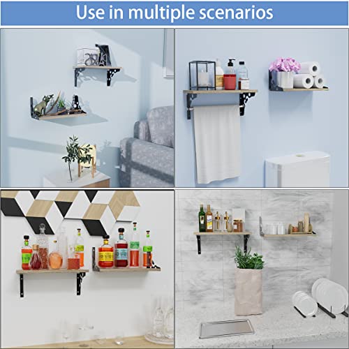 MDLUFFY Floating Shelves Set of 2 Home Decor Wall Mounted Rustic Retro Storage Shelf Rack for Office Bedroom Living Room