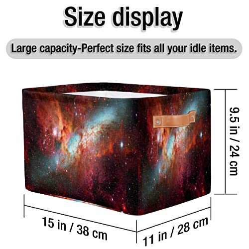 Pardick Large Collapsible Storage Bins ,Galaxy Nebula Decorative Canvas Fabric Storage Boxes Organizer with Handles,Rectangular Baskets Bin for Home Shelves Closet Nursery Gifts