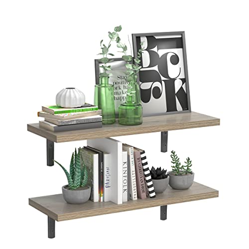 MDLUFFY Floating Shelves Set of 2 Home Decor Wall Mounted Rustic Retro Storage Shelf Rack for Office Bedroom Living Room