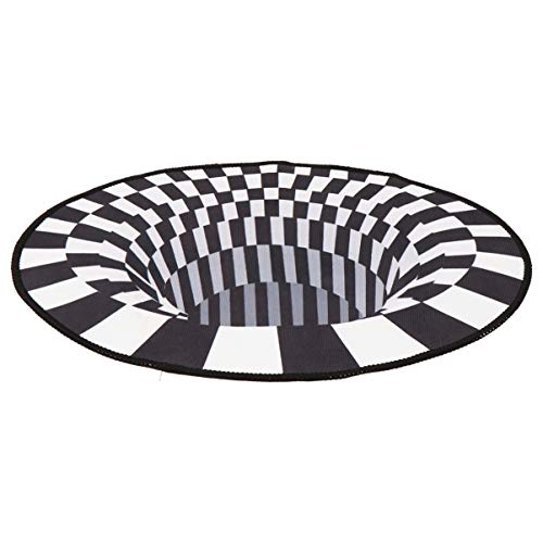 BESPORTBLE Floor Rug Circle Rugs Carpet 2ft Small Oval Floor Mat Sunken Visual Effect Black- White Carpet Pet Lying Mat Porch Insole Home Decor 60x39CM