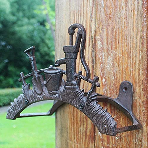 Riyyow Vintage Personality Cast Iron Garden Hose Hook Wall-Mounted Hose Rack Garden Accessories Durable and Weather-Proof (Color : Cast Iron, Size : One Size)