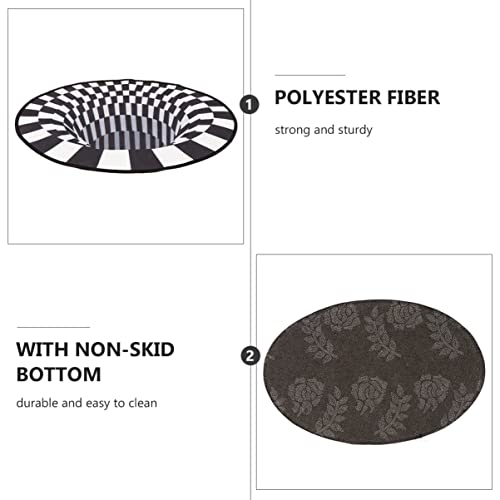 BESPORTBLE Floor Rug Circle Rugs Carpet 2ft Small Oval Floor Mat Sunken Visual Effect Black- White Carpet Pet Lying Mat Porch Insole Home Decor 60x39CM