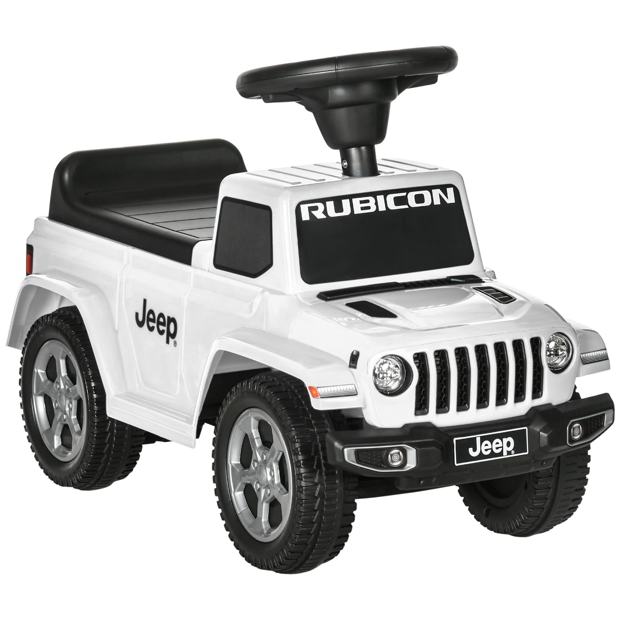Aosom Kids Ride on Push Car, with Engine Sounds & Under-Seat Storage, Foot-to-Floor Ride on Sliding Car with Horn, Sit and Scoot Ride on Toy, Ages 1.5-3 Years, White
