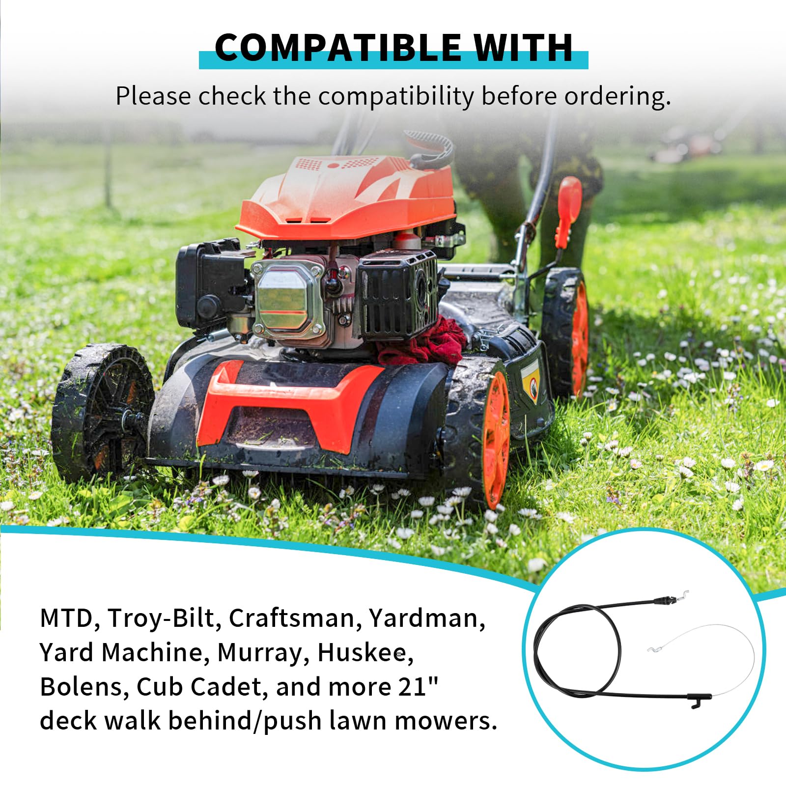 IDEASURE 946-04661 746-04661 Control Cable Compatible with MTD Craftsman Troy-Bilt Yardman Cub Cadet Bolens Murray Lawn Mower, Replaces 946-04661A, 746-04661A