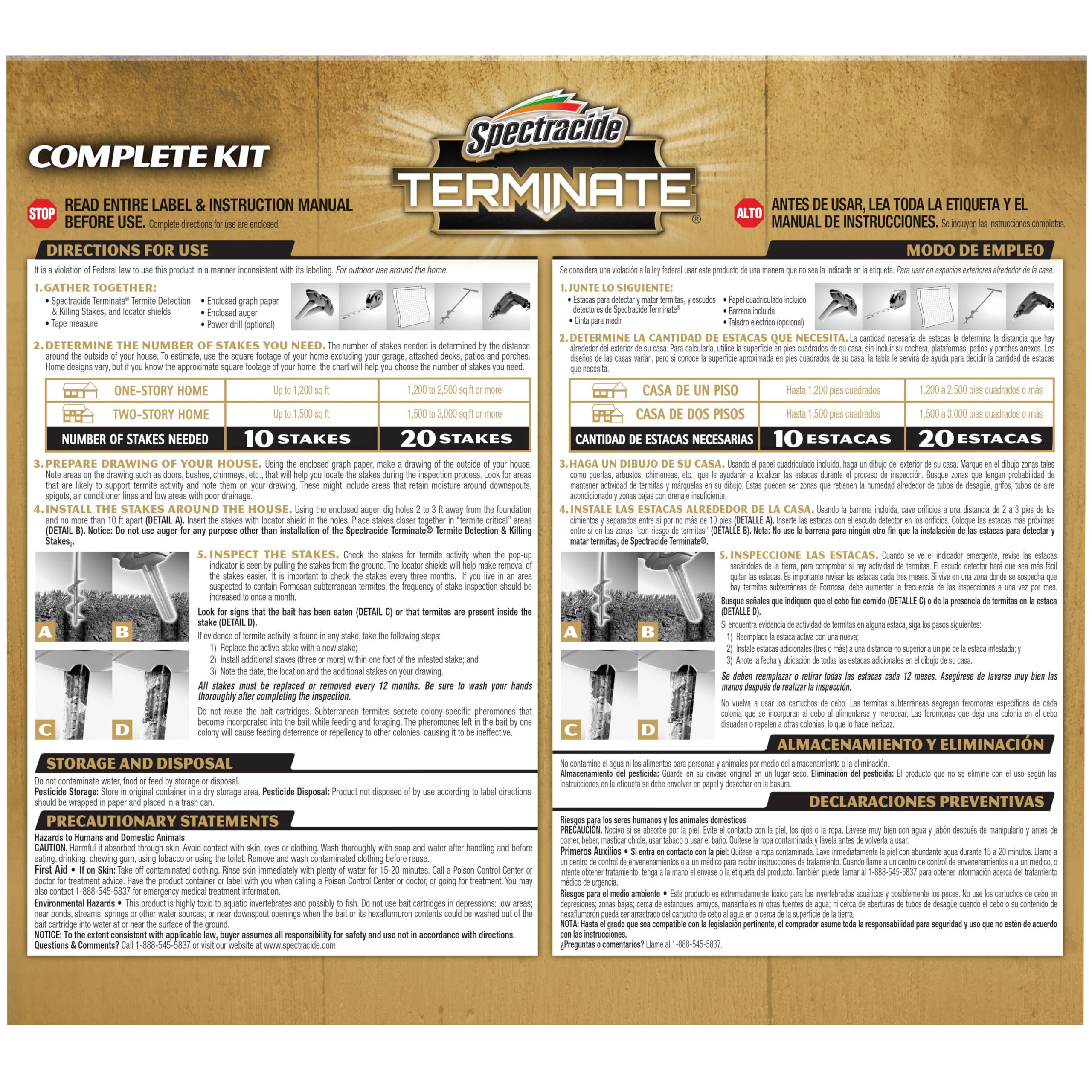Spectracide Terminate Termite Detection & Killing Stakes, Kills Foraging Termites, Detects Termite Activity, 15 Count