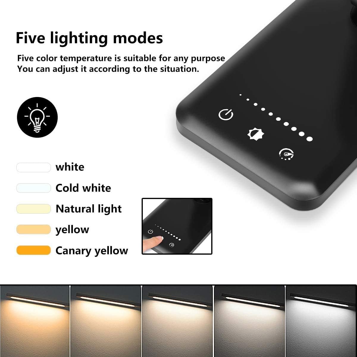 LED Desk Lamp Table Lamp Dimmable Reading Lamp with USB Charging Port 5 Lighting Modes 5 Brightness Levels, Sensitive Control, 30/60 min Auto Timer, Eye-Caring Office Lamp (Black 1.0)