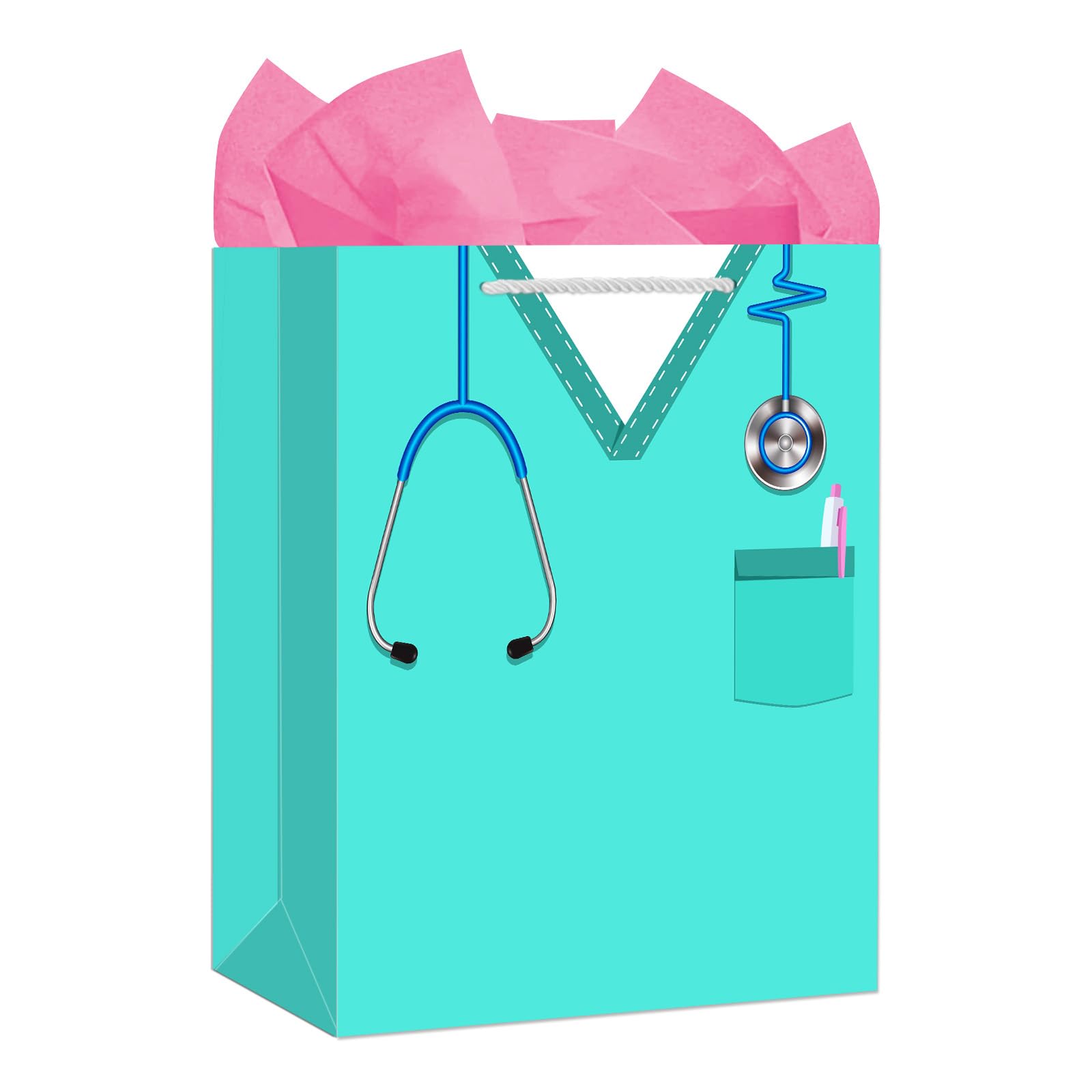 WHATSIGN Nurse Graduation Gifts Bag,Nurse Doctor Graduation Gift Bag,13" Large Gift Bag with Tissue Paper and Card for Nurse Doctor Medical School Graduate,Occupational Therapist,Nurses Party Supplies