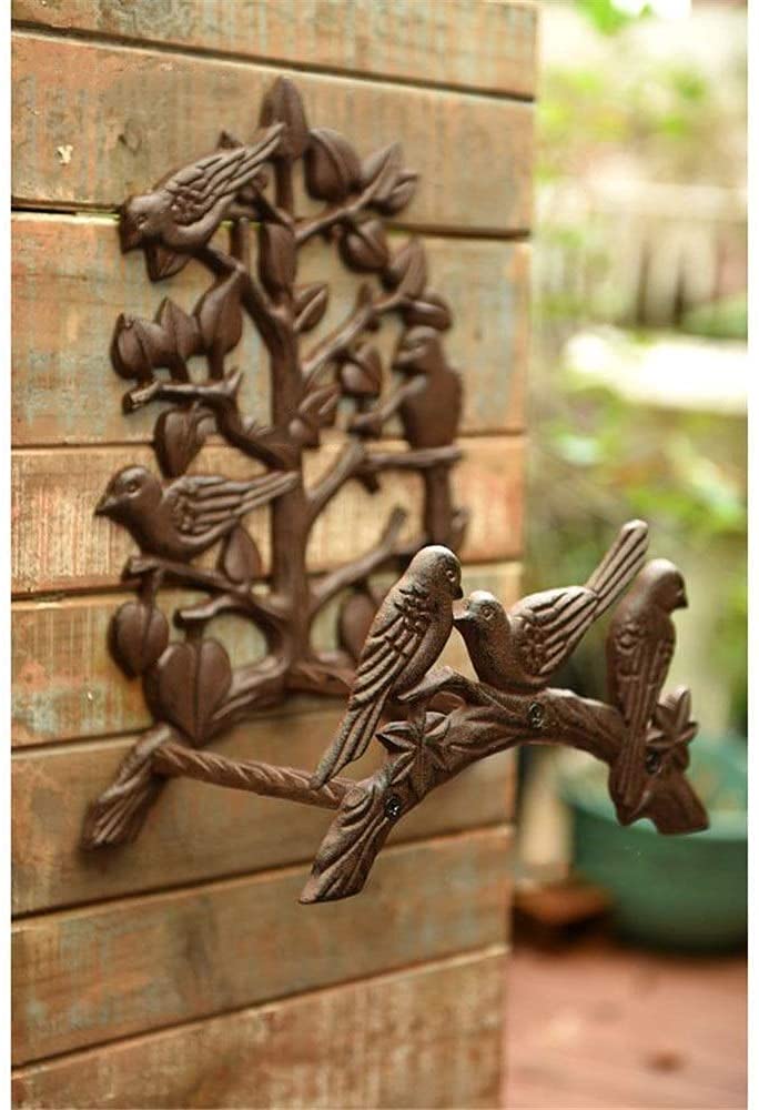 Heavy Duty Water Pipe Holds Rack Cast Iron Little Bird Hose Hook Antique Garden Yard Decorative Leaf Wall Mounted Hose Butler Garden Hose Storage Device Decoration Cast Iron Doorbell Decoration