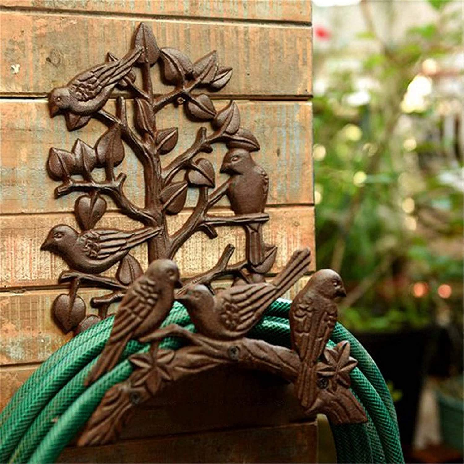 Heavy Duty Water Pipe Holds Rack Cast Iron Little Bird Hose Hook Antique Garden Yard Decorative Leaf Wall Mounted Hose Butler Garden Hose Storage Device Decoration Cast Iron Doorbell Decoration