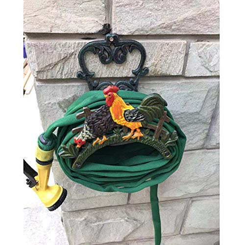 SKipdr Cast Iron Garden Hose Reel Storage Holder Hose Hanger Holder Wall Mounted Rack Decorative Cock