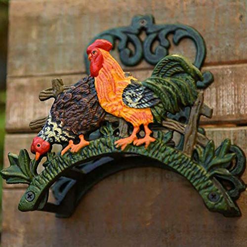 SKipdr Cast Iron Garden Hose Reel Storage Holder Hose Hanger Holder Wall Mounted Rack Decorative Cock