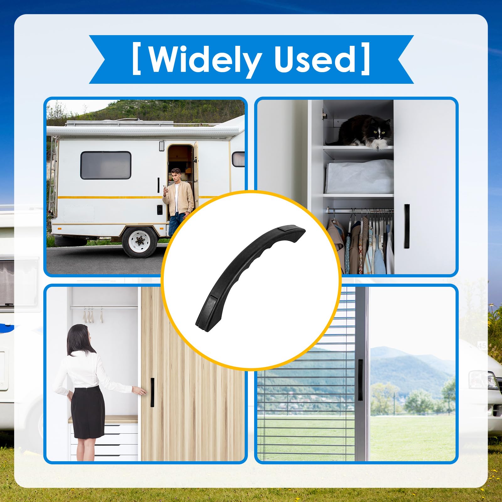 Generic Grab Handle Entry Door Assist Bar Entry Step Support Grab Bar for RV, Trailer, Camper, Motor Home, Cargo Trailer, Boat - black