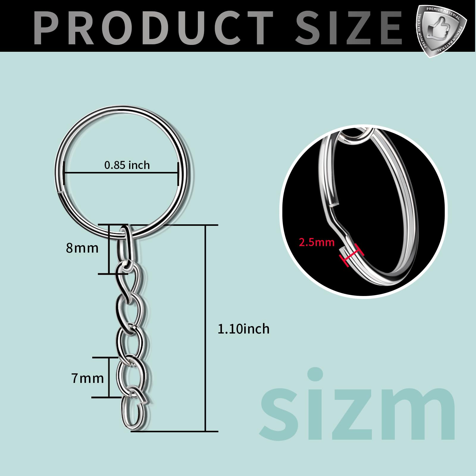 Teenitor Metal Split Keychain Ring Parts for Arts and Craft- 60 Key Chains 25mm with 26mm chains and 60pcs Open Jump Ring for Craft Key Ring