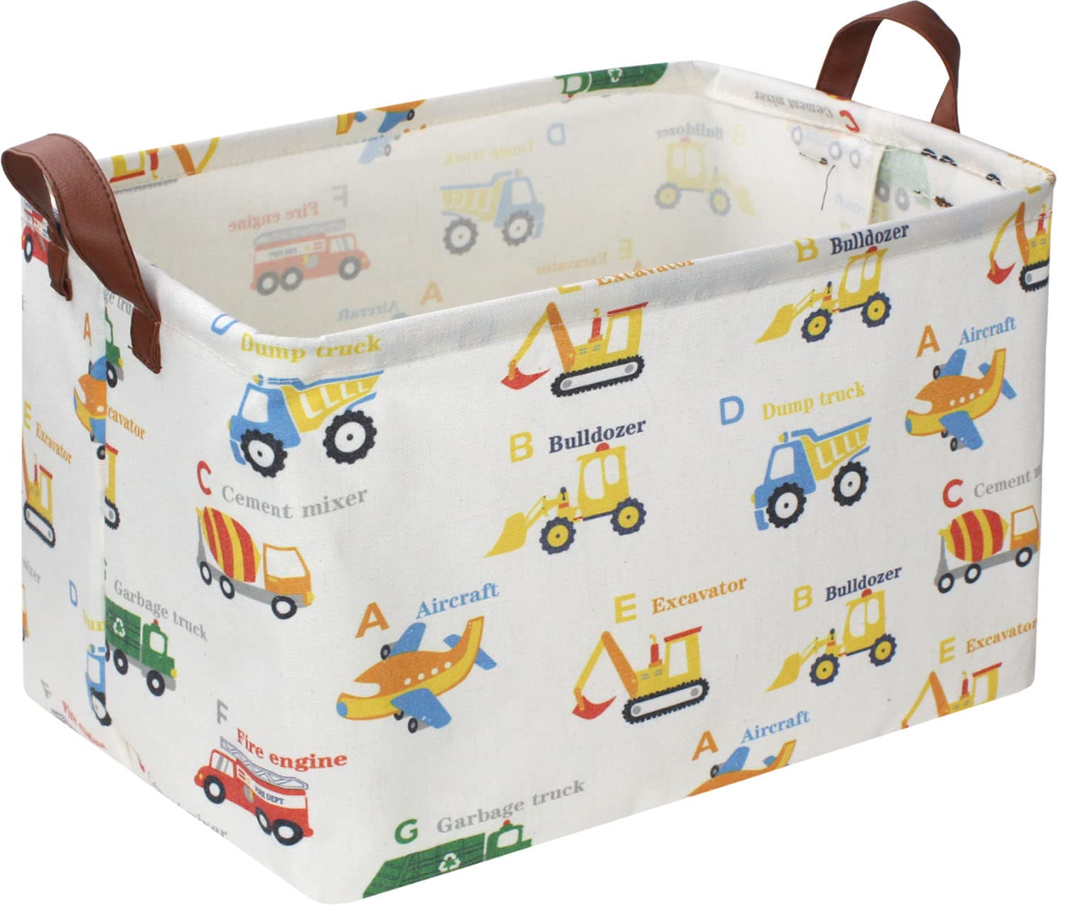 Essme Rectangular Kids Basket,Car Storage Baske with Handles for Boys Room Decor,Monster Truck Basket,Shelf Basket,Gift Basket.(Vehicles)