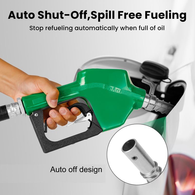 3/4" NPT Automatic Fuel Nozzle with Hook, Gas Pump Handle Fuel Nozzle with 3-speed Padlock (9-16 GPM) for Gasoline, Diesel, Biodiesel up to B20, E15 & Kerosene