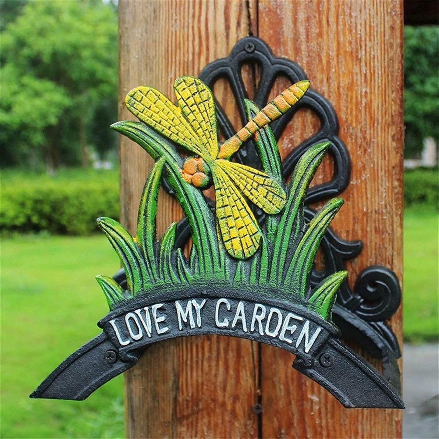 Water Pipe Holds Rack Heavy Duty Cast Iron Metal Dragonfly Wall Mounted Hose Butler Rustic Wall Hose Hanger Reel,love My Garden Garden Hose Storage Device Decoration Cast Iron Doorbell Decoration