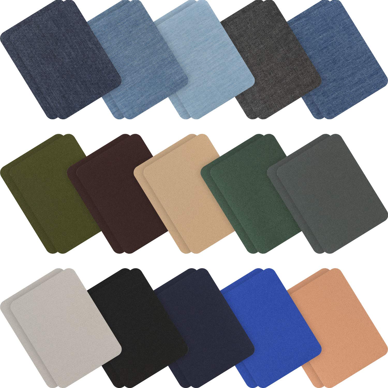 30 Pieces Iron on Patches for Clothing Repair Fabric Patches Iron on for Denim Jean Repair Patch Decorating Kit Repair Canvas Sunbrella for Puffer Down Jacket (4.9 x 3.7 Inches, Classic Colors)