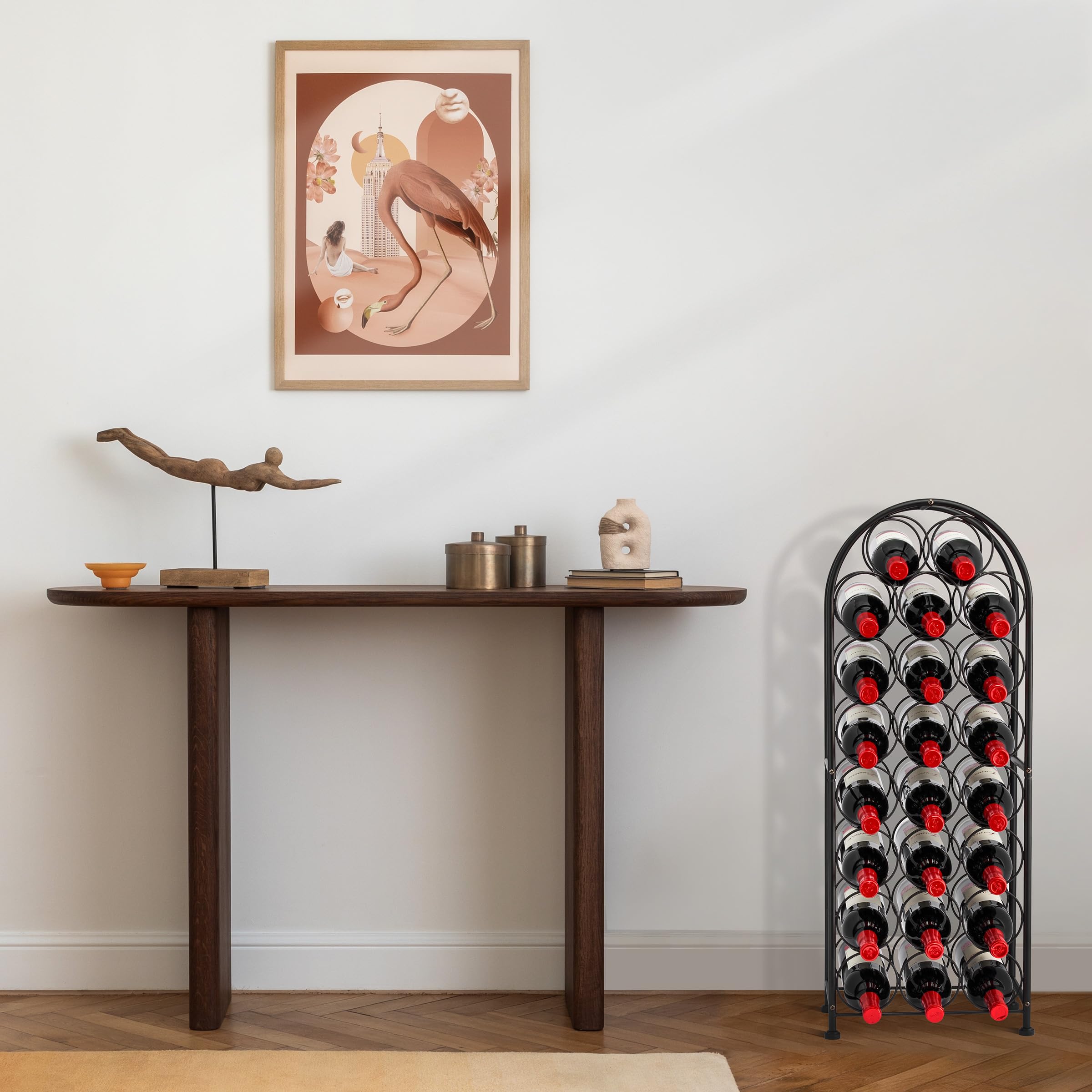 Sorbus Metal Wine Rack - Bordeaux Chateau Style Wine Cellar Stand - Holds 23 Bottles - Minimal Assembly (Black)