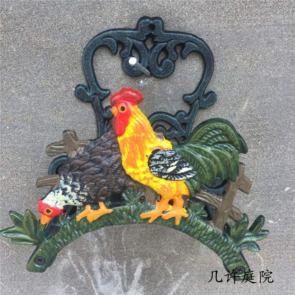 Riyyow Retro cast Iron Cock Water Pipe Rack Painted Courtyard Water Pipe Storage Bracket Gardening Rack Garden Villa Mural Animal