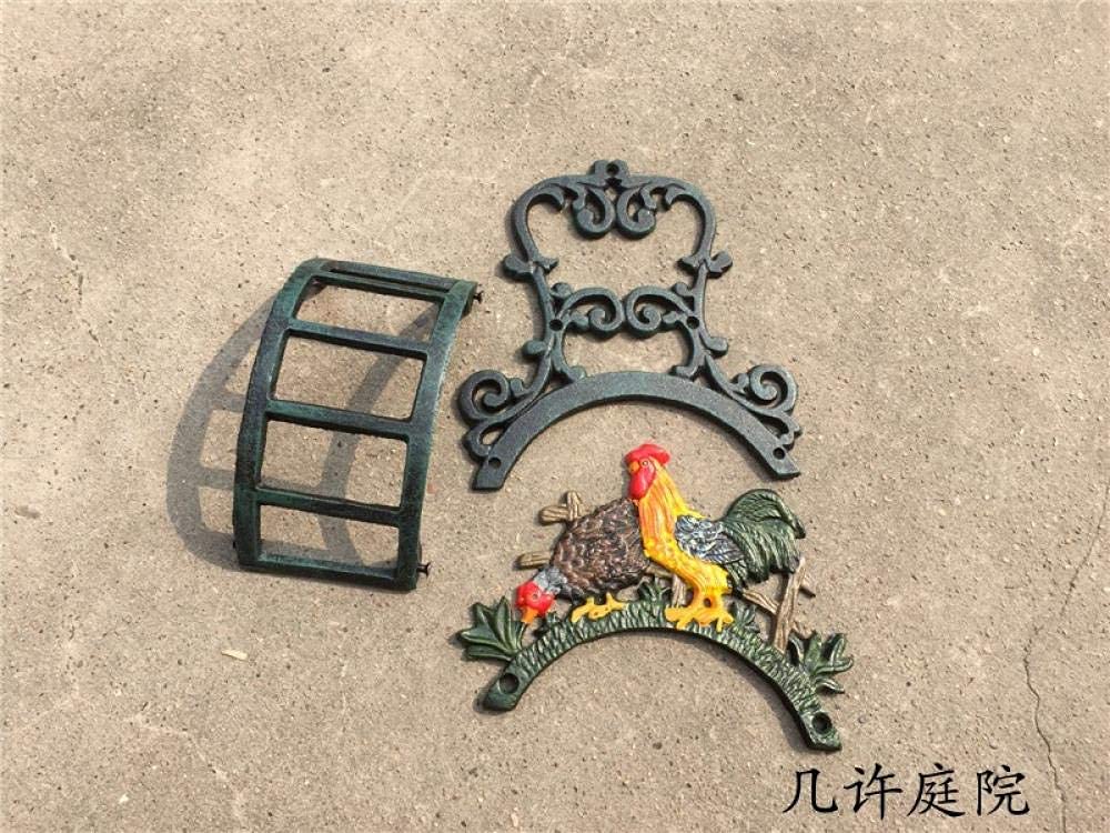 Riyyow Retro cast Iron Cock Water Pipe Rack Painted Courtyard Water Pipe Storage Bracket Gardening Rack Garden Villa Mural Animal