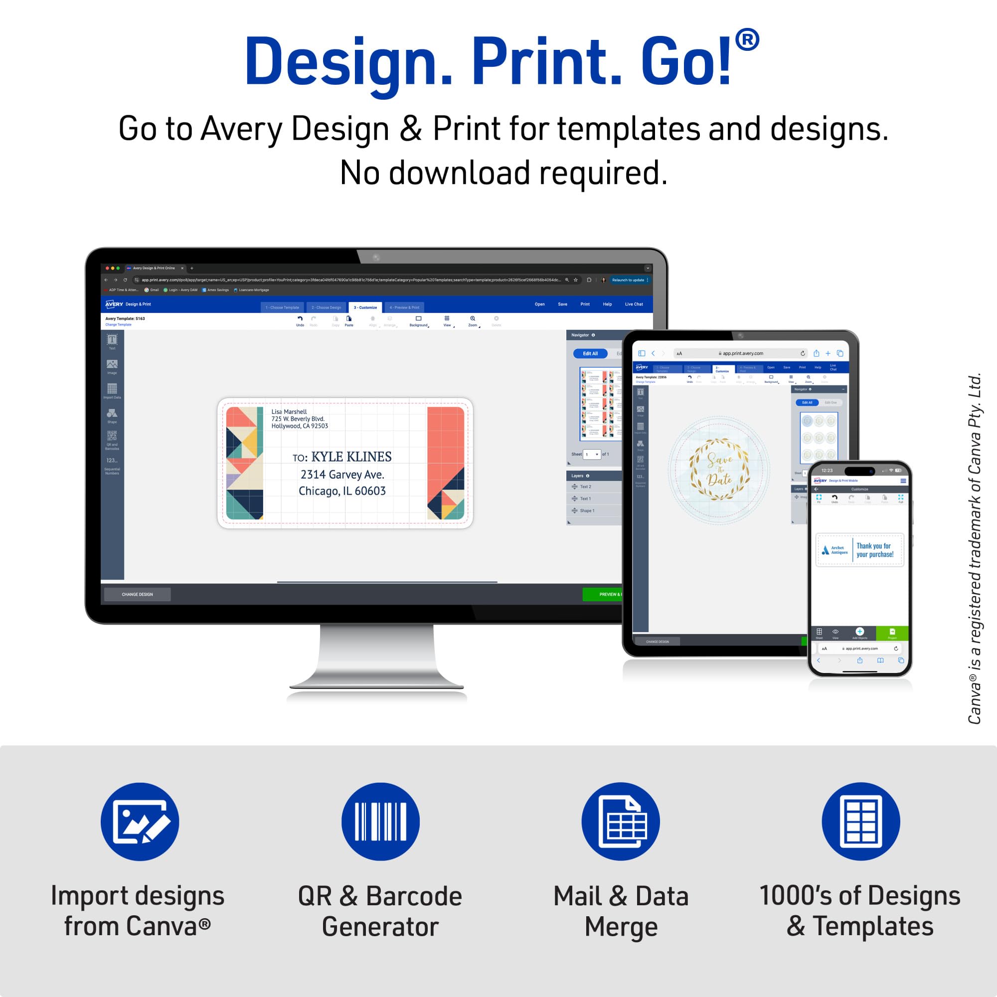 Avery High Visibility Printable Round Labels with Sure Feed, 2.5" Diameter, White, 300 Customizable Blank Labels Total (5294)