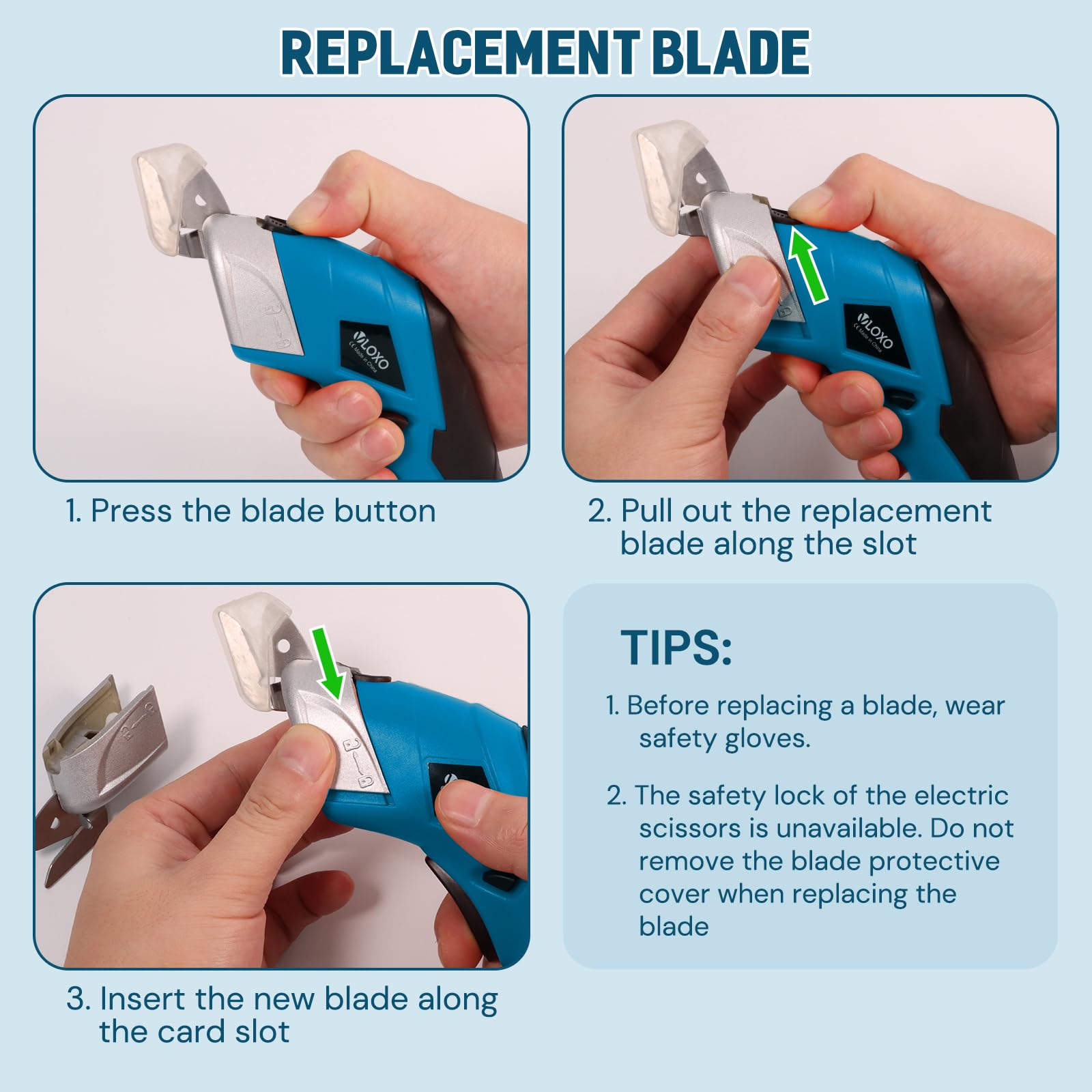 VLOXO Cordless Electric Scissors with 2 Blades Rechargeable Powerful Shears Cutting Tool for Fabric Cardboard Carpet Leather Felt with Charger
