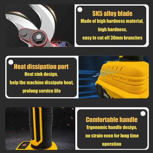 Electric Pruning Shears for Dewalt 20V Battery - PEDONY 1.2 Inch (30mm) Cutting Diameter Cordless Electric Pruners for Tree Branch, Replacement Blade Set (Tool Only)