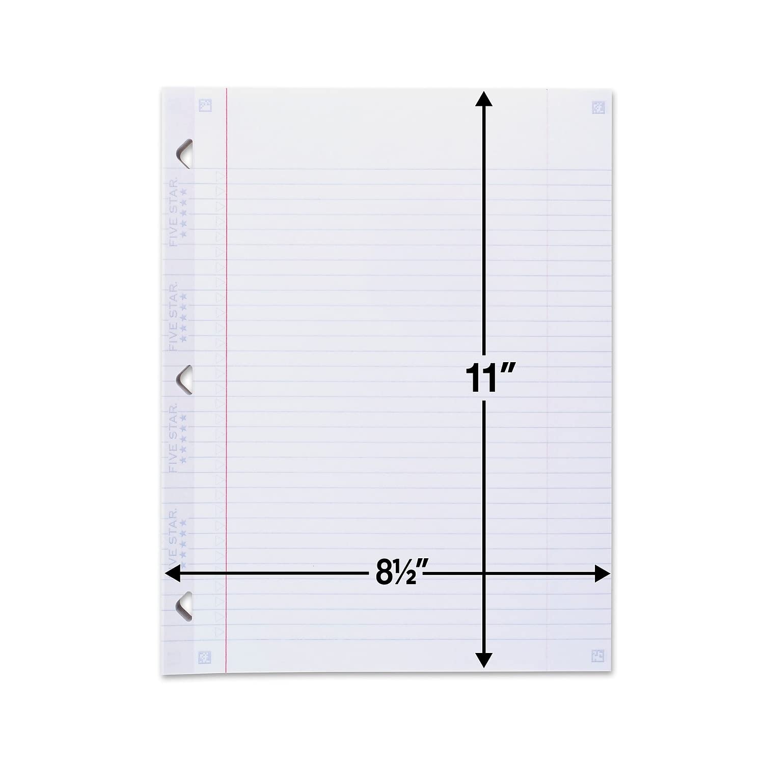 Five Star Loose Leaf Paper + Study App, 1 Pack, 3 Hole Punched, Reinforced Filler Paper, College Ruled Paper, 11" x 8-1/2", 100 Sheets/Pack (17010)