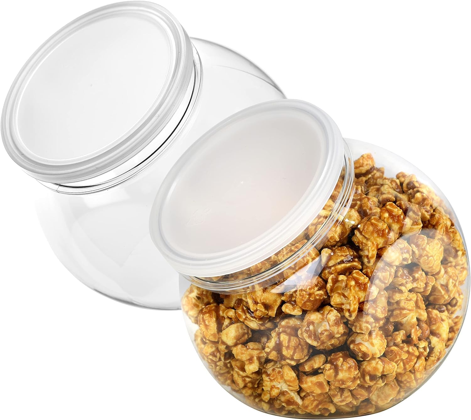 DilaBee Plastic Candy Jars with Lids for Candy Buffet - 2 Pack - Clear Cookie Jars for Kitchen Counter, Office Desk, Laundry Pods Containers, Home Storage Organizer & Party Table - 96 Oz