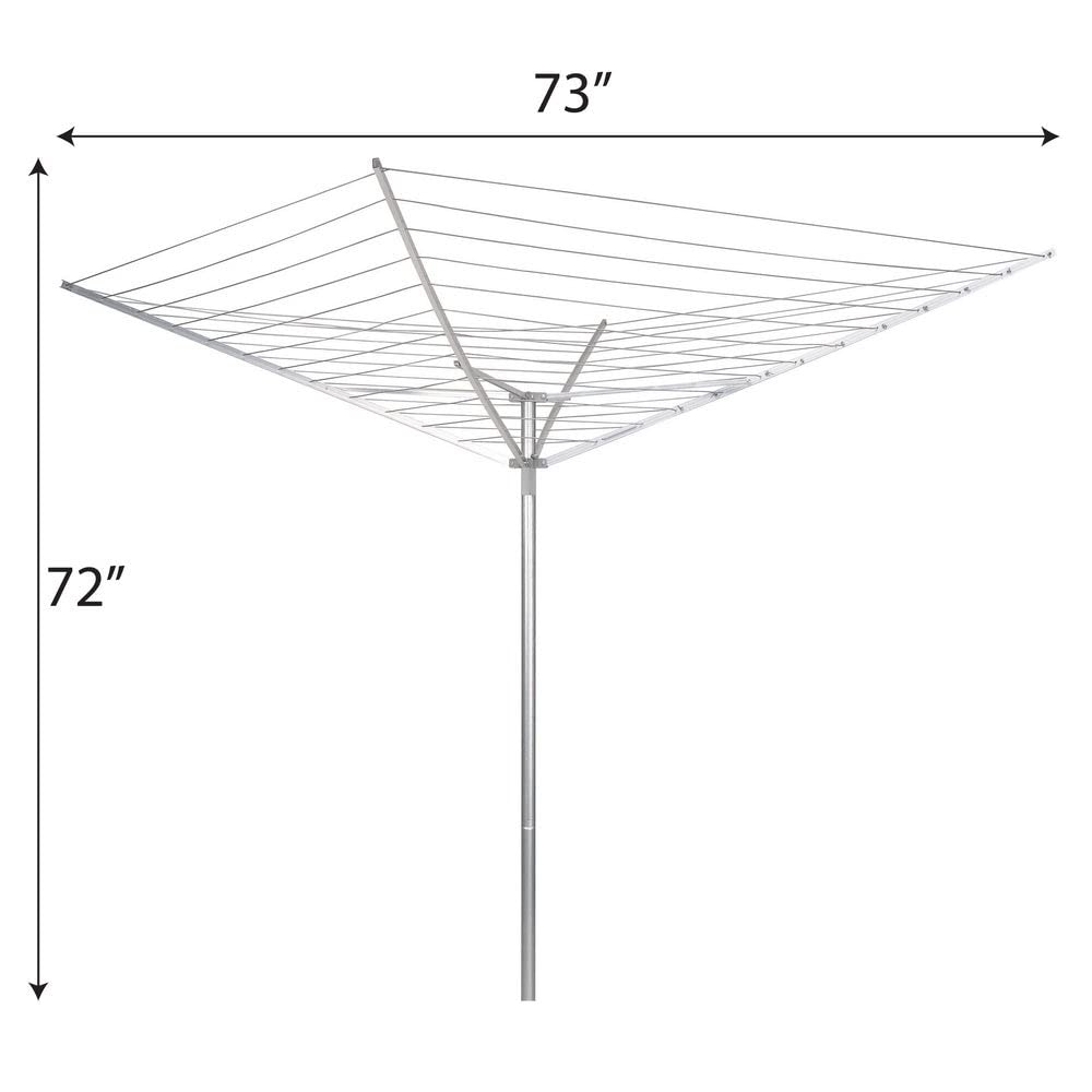 Household Essentials 17120-1 Rotary Outdoor Umbrella Drying Rack | Aluminum Arms and Steel Post | 12-Lines with 165 ft. Clothesline