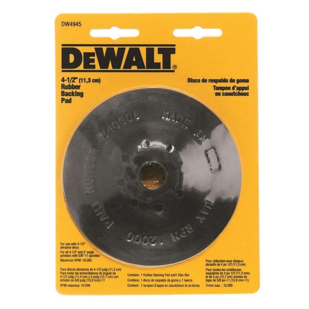 DEWALT DW4945 4-1/2-Inch Rubber Backing Pad with Locking Nut