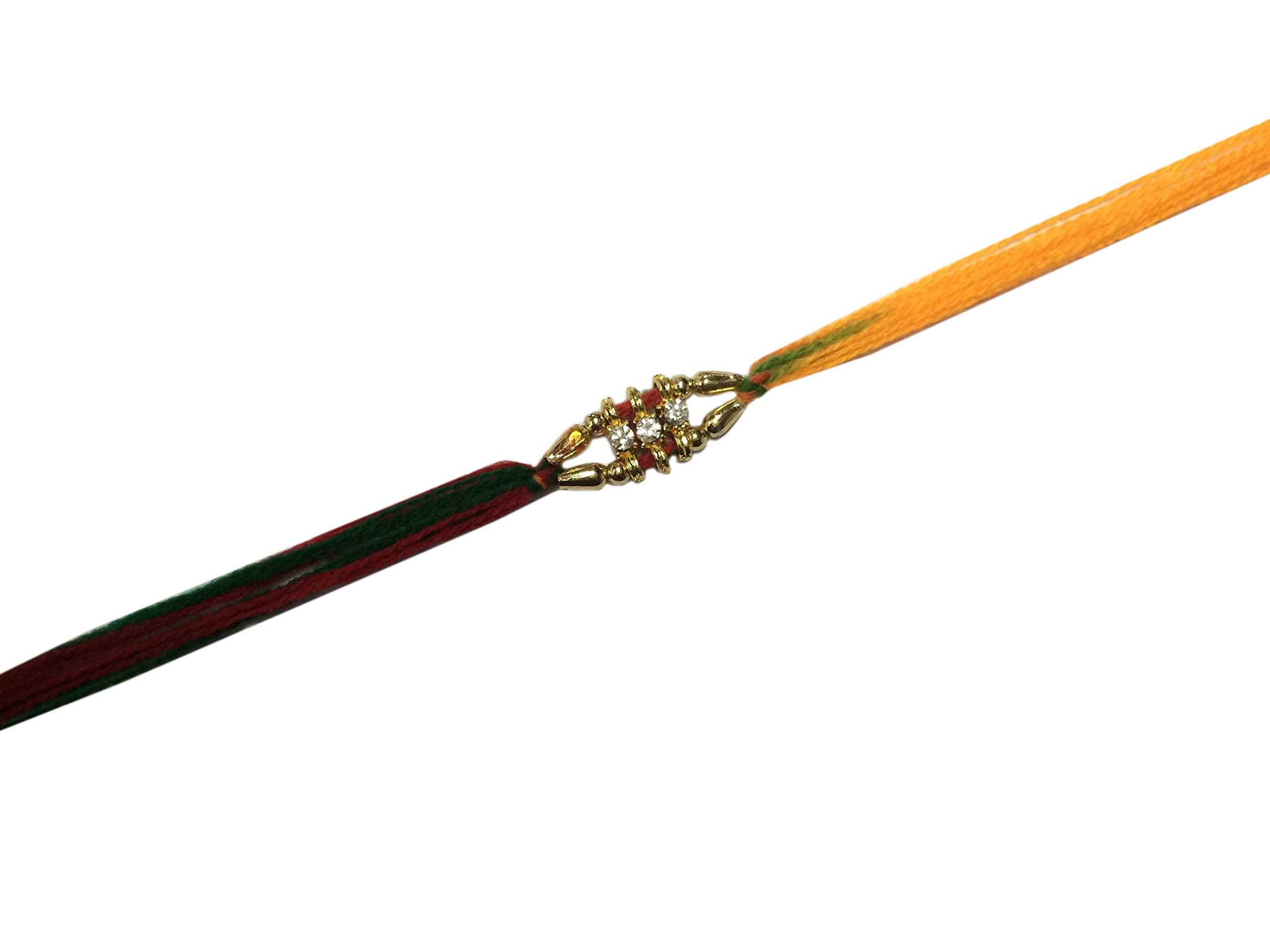 Set of Three 3 Stone Red Color Rakhi, Gift Rakhi Thread. Raksha bandhan Gift for Your Brother Vary Color and Multi Design