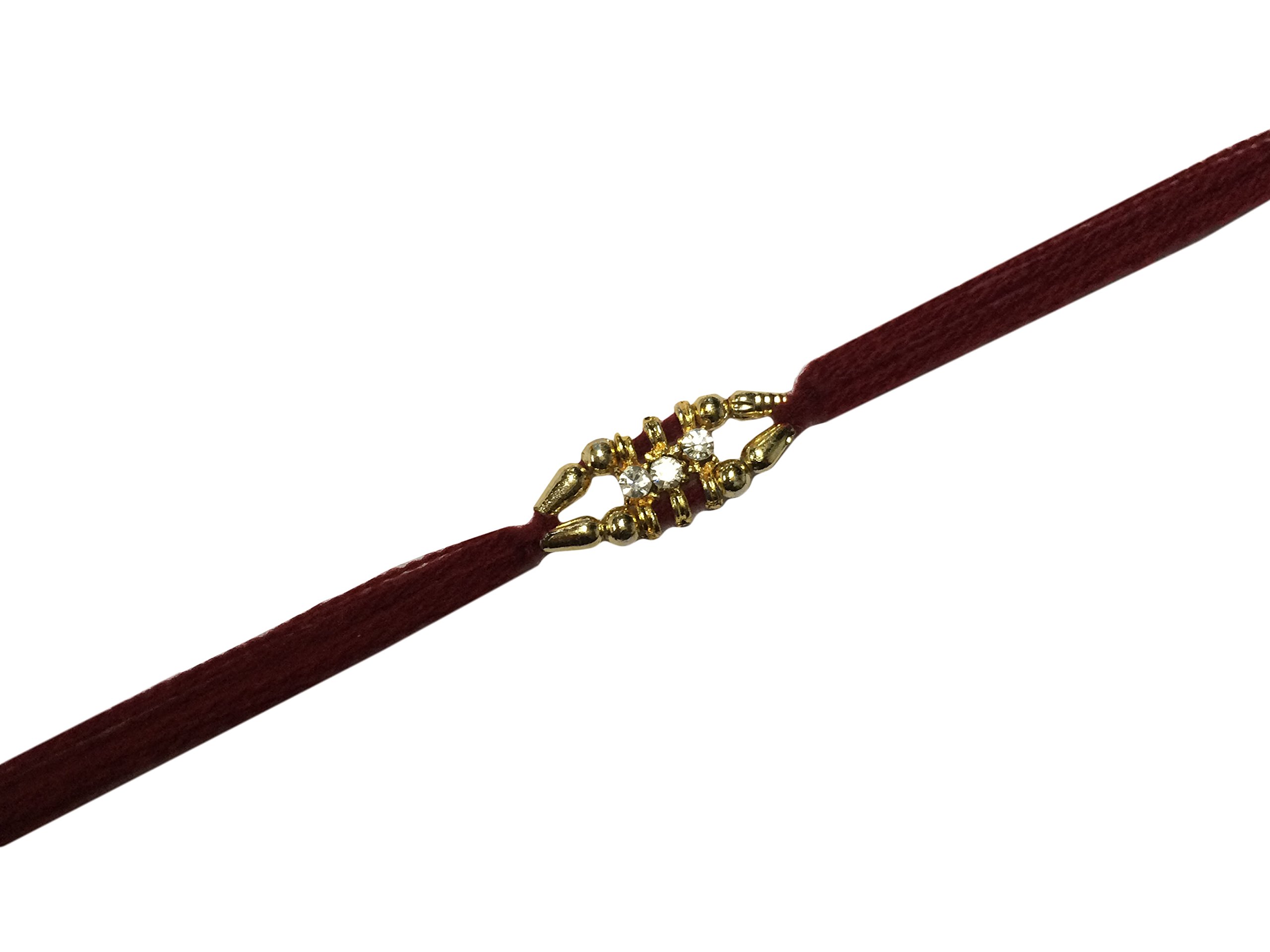 Set of Three 3 Stone Red Color Rakhi, Gift Rakhi Thread. Raksha bandhan Gift for Your Brother Vary Color and Multi Design