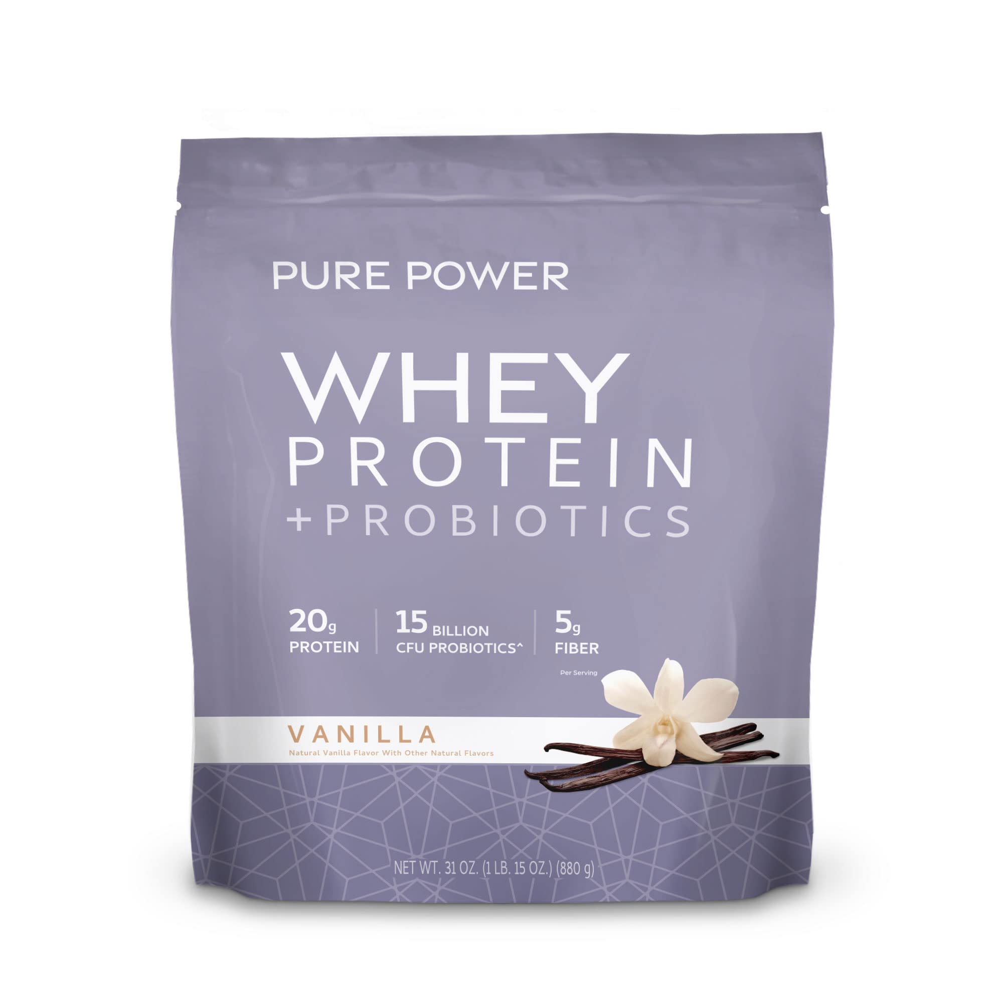 Dr. Mercola Pure Power Protein Powder, Vanilla, 31 oz (1 IB. 15 oz.) (880 g), 22 Servings, BCAA, Natural Sweeteners Only, Non GMO, Soy Free, Gluten Free