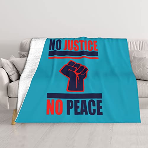 NUTTAG No Justice No Peace Throw Blanket Warm 60x50 Inches Fleece Throw Blankets for Bed Couch Living Room All Seasons Air-Conditioning Quilt